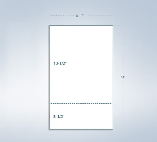 8-1/2 x 14" 20# Perforated Paper, 1 Horiz. Perf. @ 3-1/2" - Apple Forms