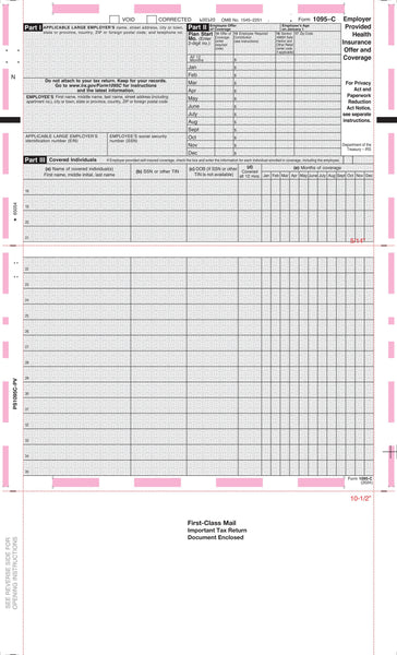 2024 1095-C Pressure Seal Form, Vertical Printed Face, Instructions on ...