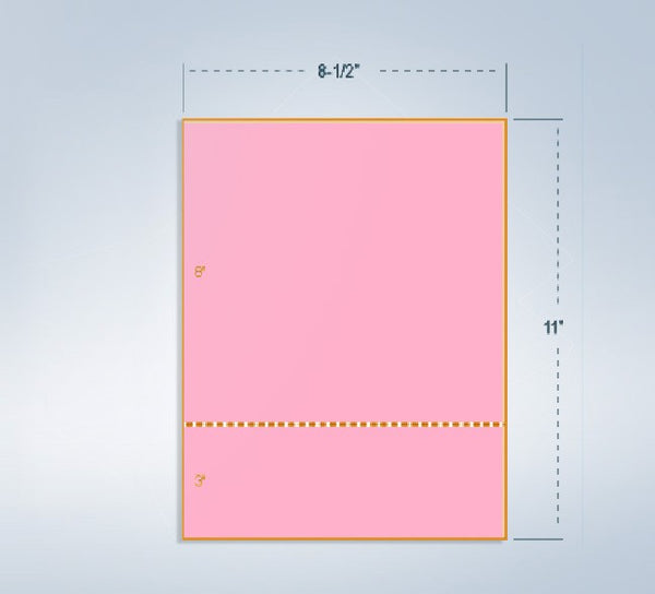 8-1/2 x 11" 20# Perforated Paper, 1 perf at 3" from Bottom - Apple Forms