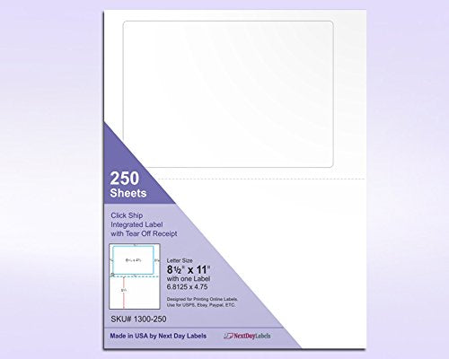 Click Ship Integrated Labels with Tear Off Receipt, Designed for Print ...