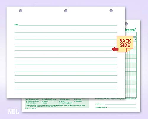 Employee Daily Attendance History Records, Letter Size Cards (25 Forms ...