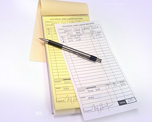 2 Part Carbon-Less Material & Labor Record Books (20 Books) - Apple Forms