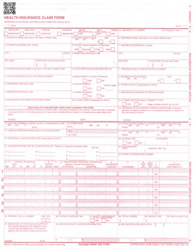 New CMS 1500 Claim Forms - HCFA (Version 02/12) - 1500 Sheets - Apple Forms