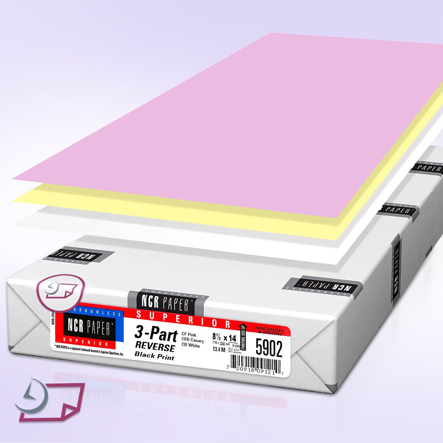 8.5" x 14" 3 Part NCR Superior Pink/Yellow/White Reverse Collated Pape ...