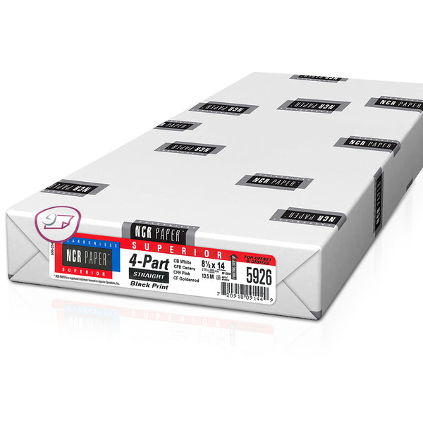 8.5" x 14" 4 Part NCR Superior White/Yellow/Pink/Gold Straight Collate ...